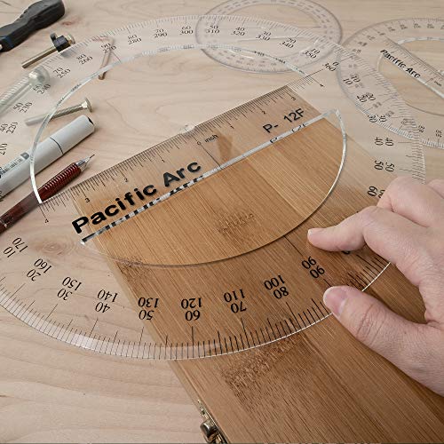 Pacific Arc's 8 Inch 360 Degree Plastic Circular Protractor Clear