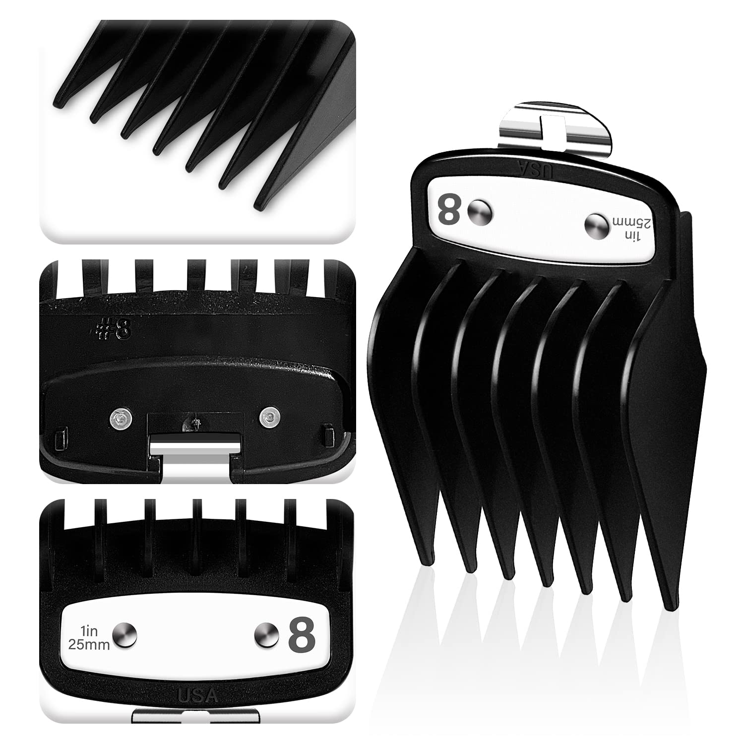 Professional Hair Clipper Guards Guides 10 Pack Coded Cutting Guides #3170-400- 1/16β to 1 fits for All Wahl Clippers