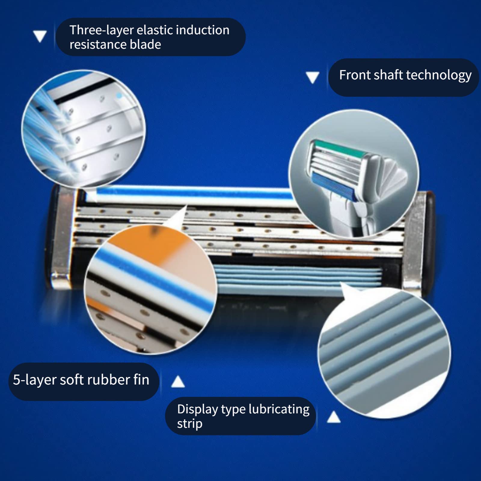 Razor Blades Refills, Manual Razor Blades Refills Men, Manual Razor Blades Replacement Blades, with Dual Lubrication - Precision Cut Stainless Steel Blades
