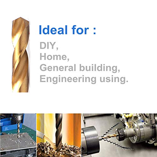 Pack of 10,【1/16 "】 x 1-7/8" Titanium Coated HSS Twist Drill Bits.Jobber Length.for Wood,Metal & Plastic,General Purpose.
