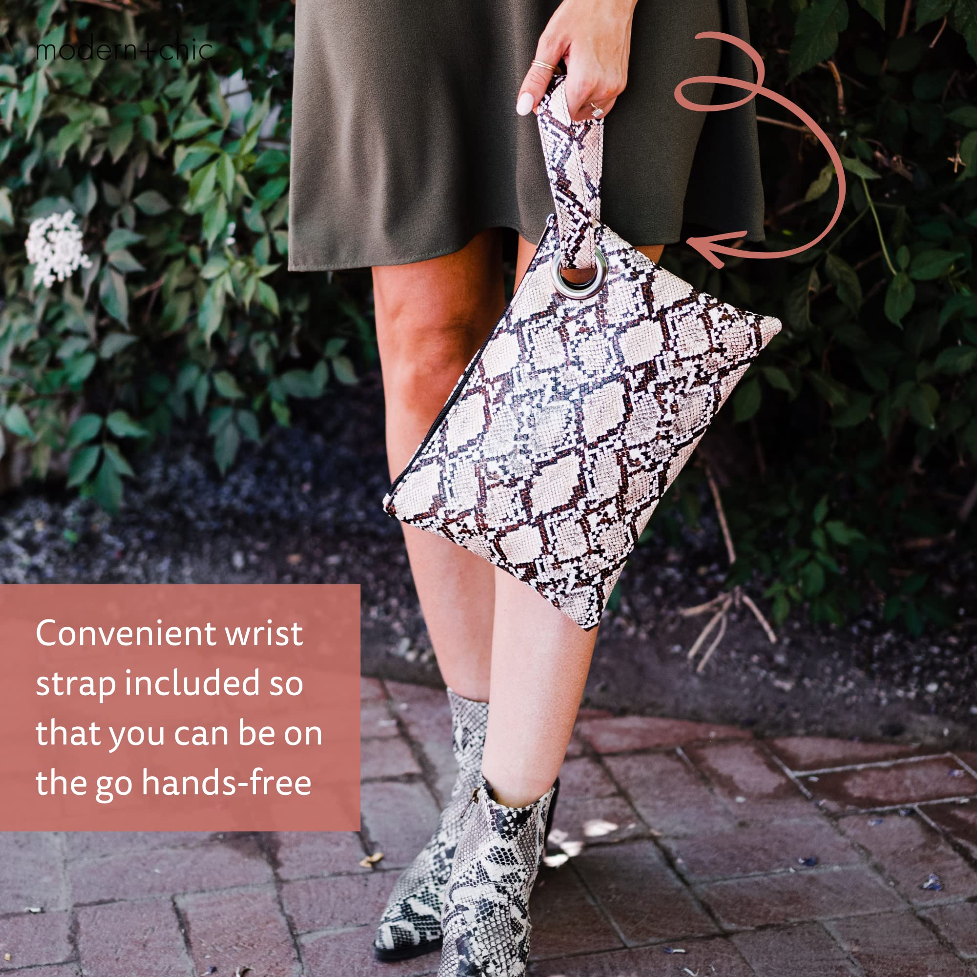 Modern+Chic Alexa Oversized Clutch, Hands-Free Mini Purse, Luxury Bag for Women