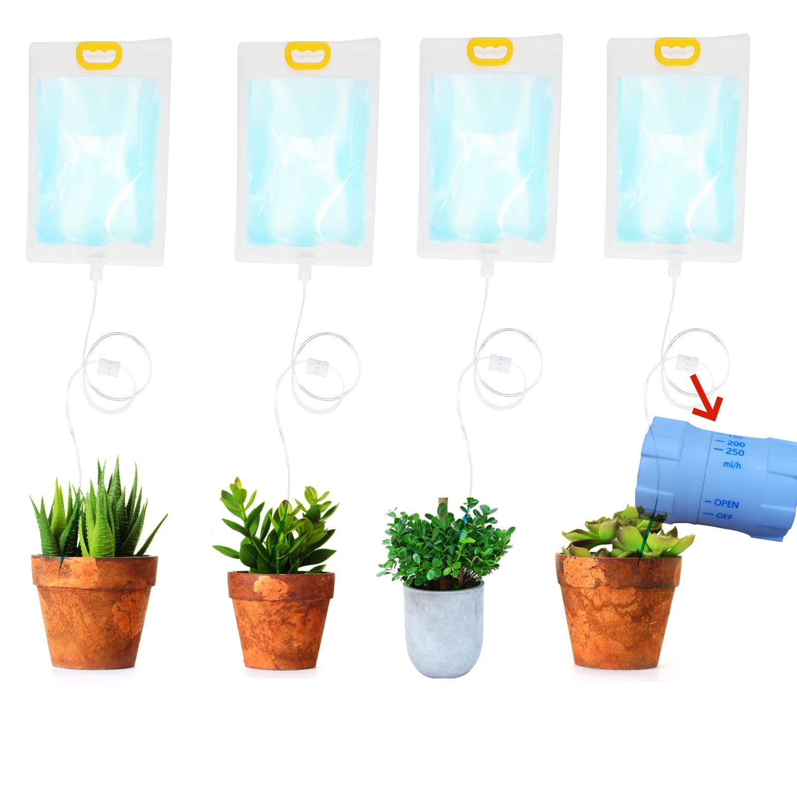 Self Watering Planter Insert Plant Watering Devices 4Pcs 3.5L Tree Watering Bag Vacation Plant Watering System with Adjustable Flow Automatic Plants Watering System Potted Plants