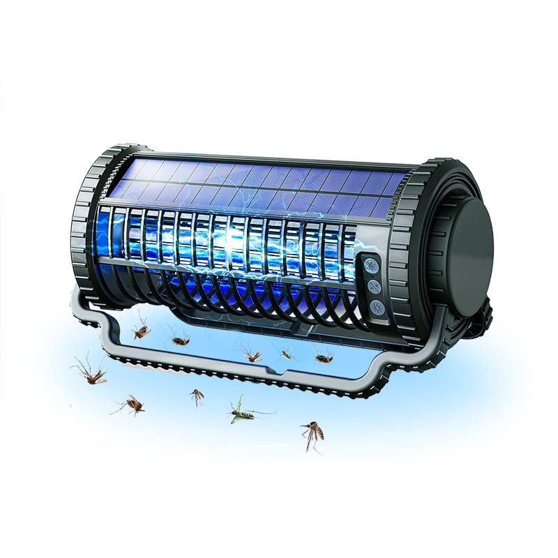 Solar Bug Zapper Outdoor Indoor, 4800V Effective Mosquito Zapper, Cordless IP66 Waterproof Fly Traps, Fly Zapper,Patio and Camping,Garden,Backyard Essentials