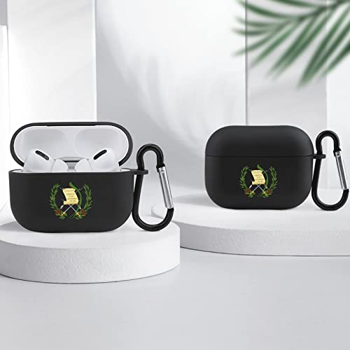 Sedoied Coat of Arms of Guatemala Earphone Protective Cover Soft Skin Durable Antidrop Case for AirPods Pro with Keychain, black-style, One Size
