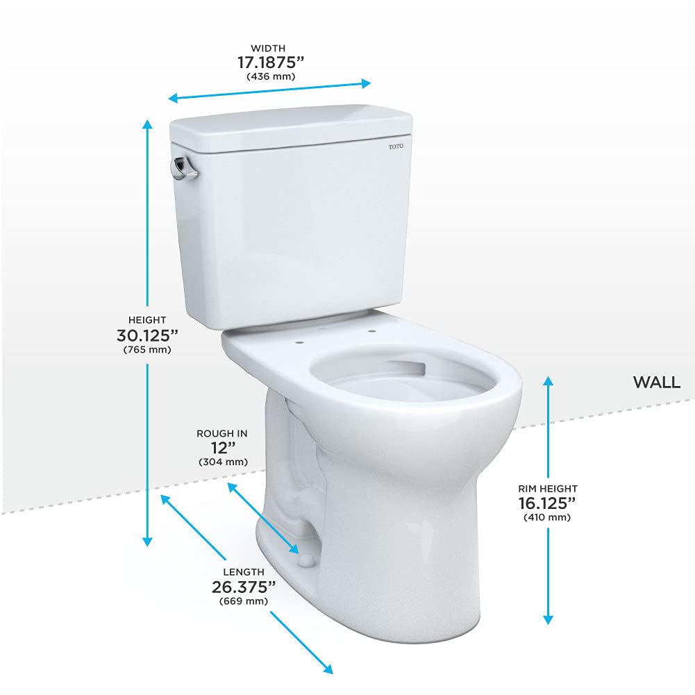 TOTO SW3023#01 Round Bidet Toilet Seat Bundle with Drake 1.28 GPF Toilet CST775CEFG#01 Cotton White