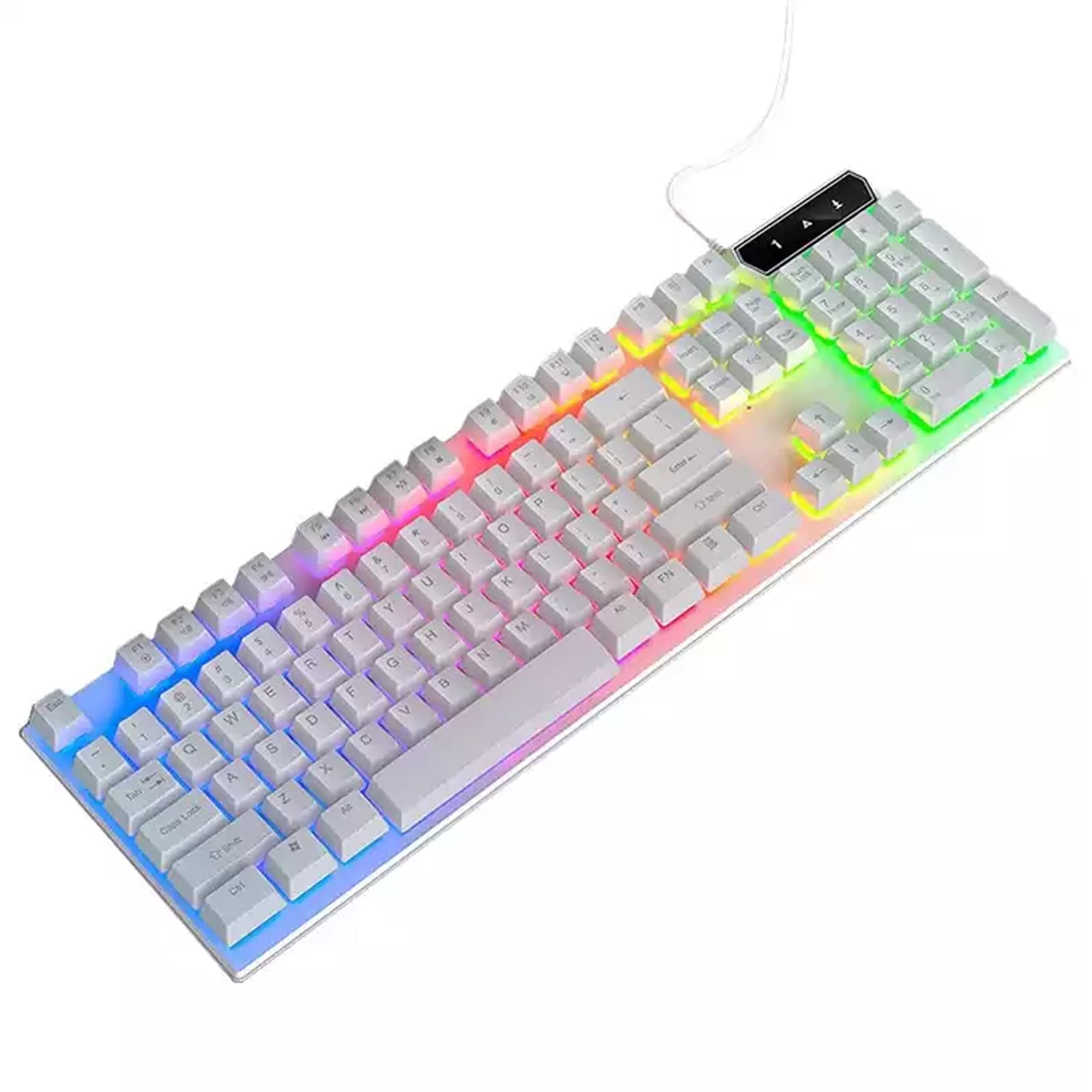 QJJML Keyboard White,Mechanical Gaming Keyboard - Multi Color RGB Illuminated LED Backlit Wired Programmable for Gamer