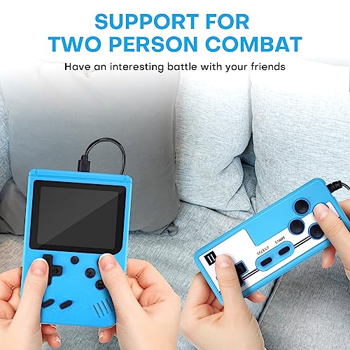 Retro Handheld Game Console,Handheld Game Console, 400+ Classical FC Games,Portable Gaming Kids Electronics with Color case Mini Video Games Gameboy Support Connecting TV & 2 Players(Blue 400)