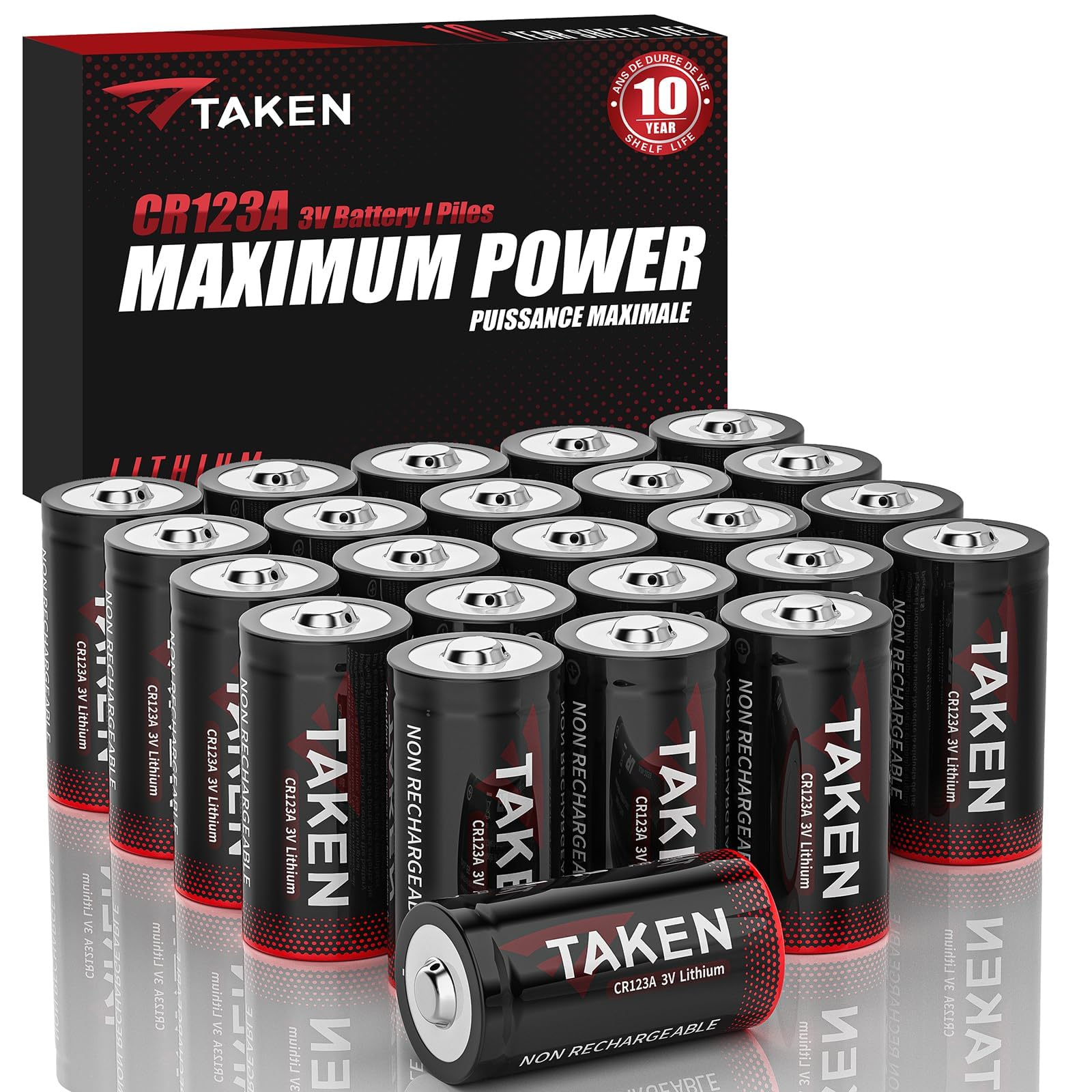 Lithium 123 Batteries for Flashlight, Camera, Alarm System, Security Device, Microphone High Performance CR123A 3V Lithium Battery 1600mAh 24 Pack