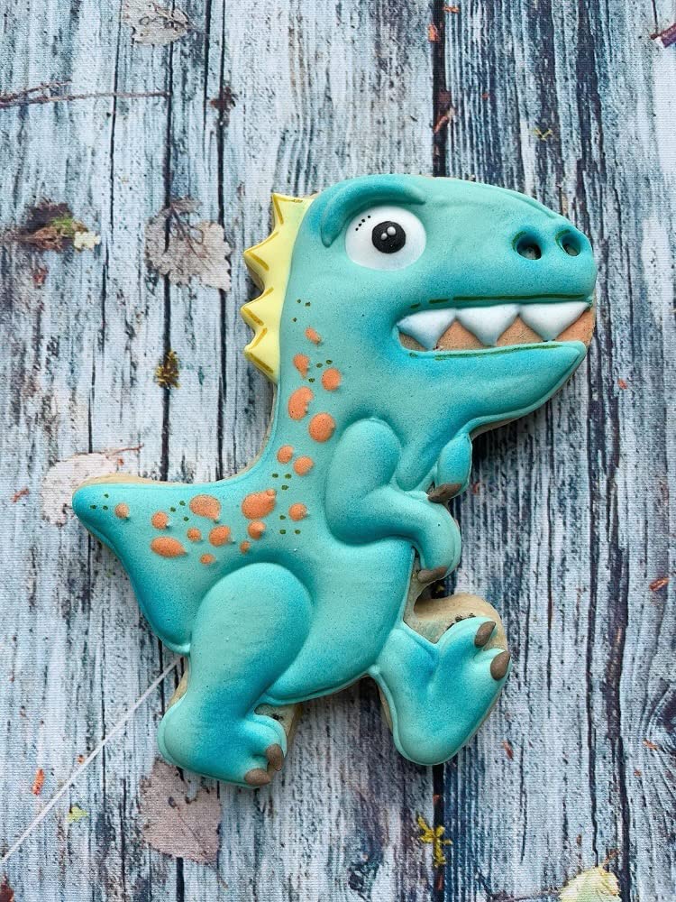 LILIAO Cute Dinosaur Cookie Cutter Set - 3 Piece - T-rex, Brontosaurus and Dinosaur Foot Biscuit Fondant Cutters - Stainless Steel