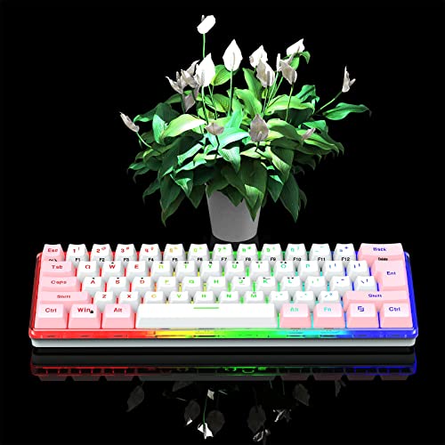 Qonioi Mechanical Keyboard Wired RGB Rainbow Backlit Keyboard, Keyboard Mechanical Gaming Keyboard 61 Keys for Computer/Laptop, PC Ergonomic