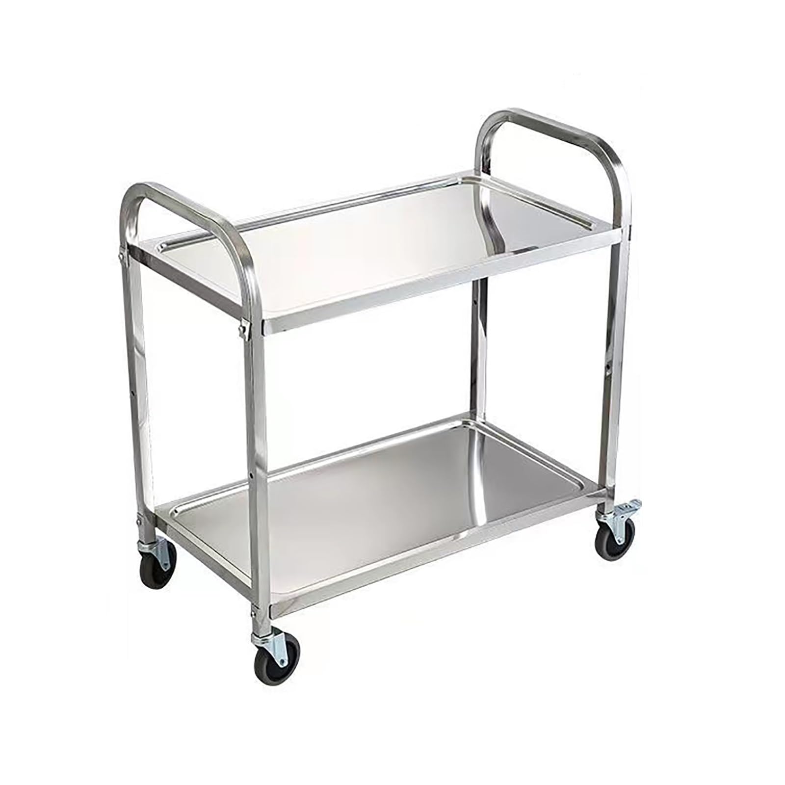 RANGPAN Stainless Steel Frame,2 Layer Medical Utility Cart,Catering Dental,Ergonomic Handle,w/ 360° Swivel Wheels Lockable,for Garage, Kitchen, Hotel, Office, Warehouse
