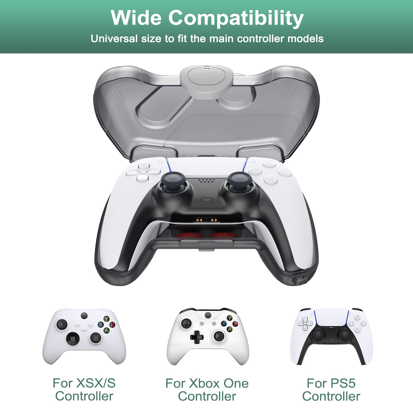 Protective Case for PS5 Controller/Xbox Series X/S Controller/Xbox One Controller, Universal Model for Wireless Controller with Charing Hole and Storage Slot, Hard Shell Joystick Protector