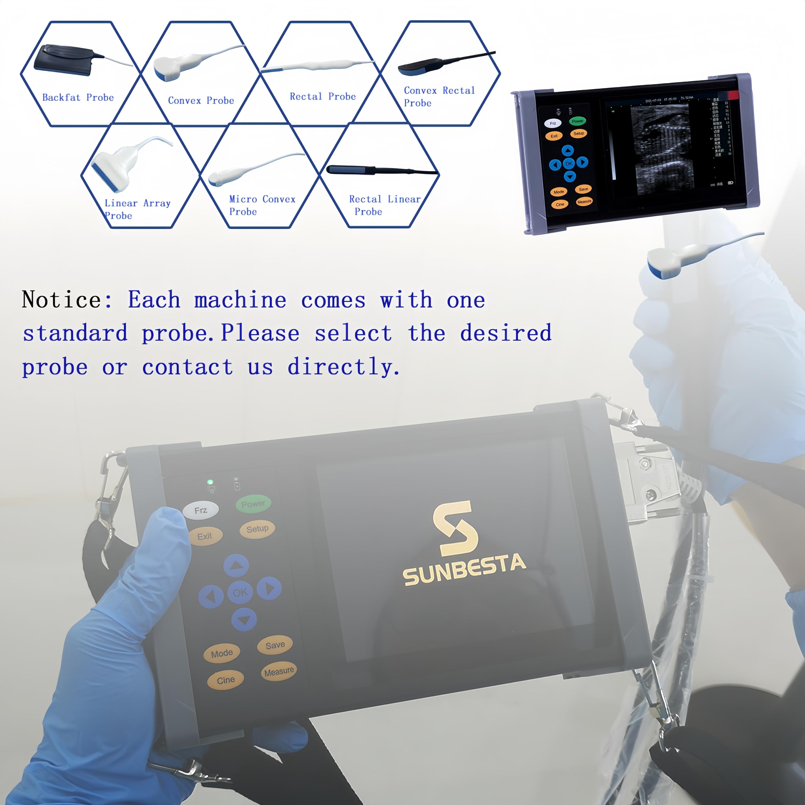SUNBESTA A20 Veterinary Ultrasound Machine for Pregnancy, at Home Ultrasound for Dogs, Cats, Pigs, Sows, Sheep, and Goats Pregnancy Check (Convex Probe)