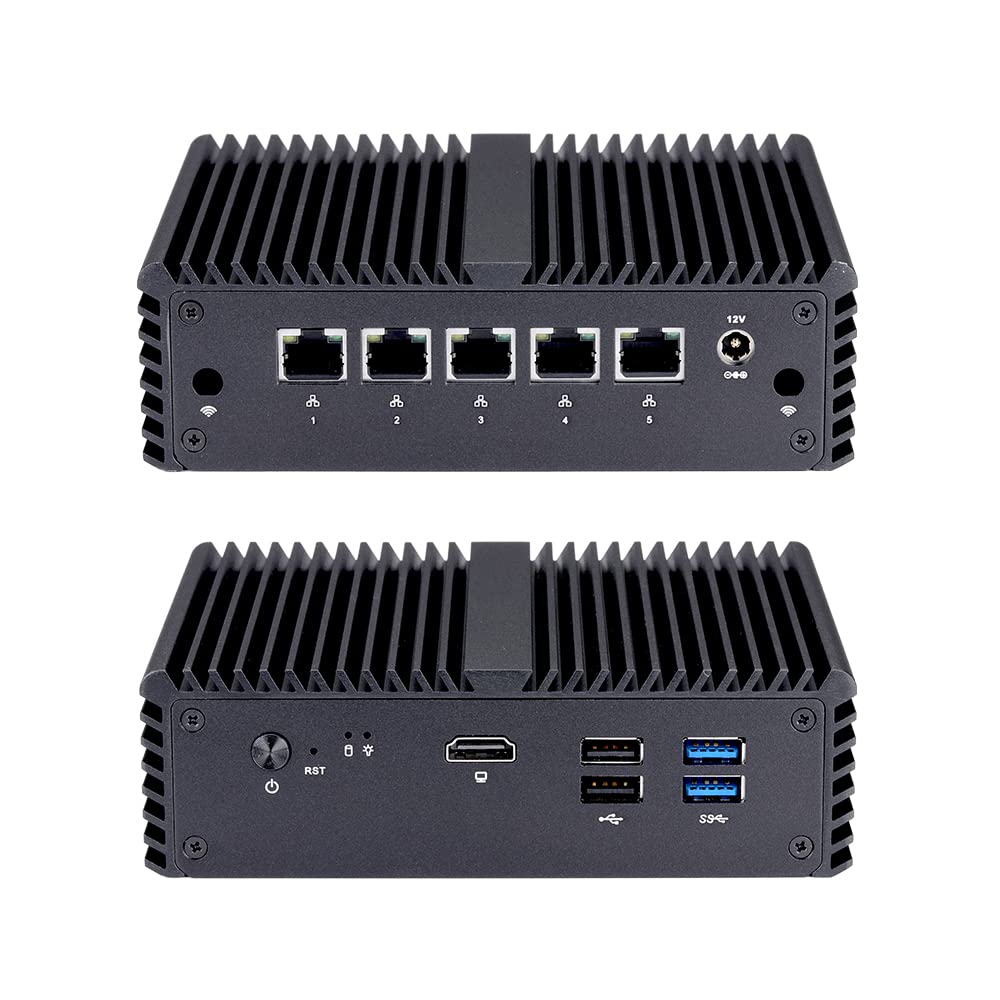 Qotom-Q750G5-S08 Router Mini PC Intel Celeron J4125 AES-NI 5X Intel I225-V 2.5G LAN Quad Core (8G DDR4 RAM + 128G MSATA SSD)