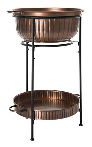 Safavieh PIT2006A Outdoor Collection Naka Antique Copper and Black Beverage Tub W/Stand Fire Pit