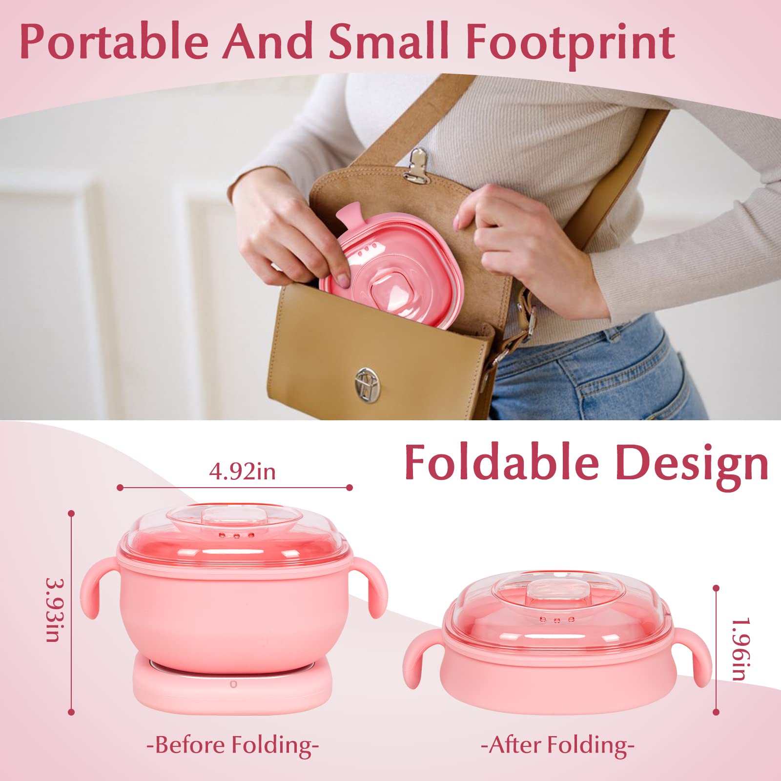 Ranrose Silicone Bowl for Wax Warmer,400ML Silicone Wax Warmer for Hair Removal with Replacement Silicone Wax Bowls for Waxing