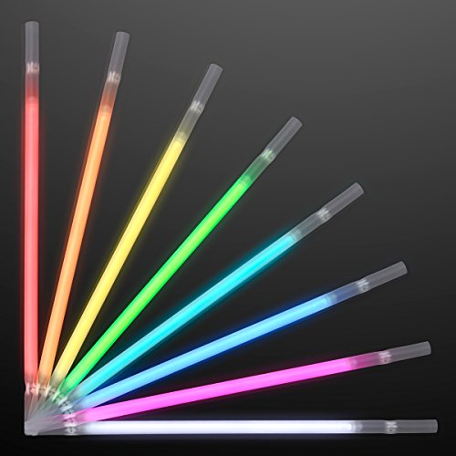 Pack of 25 Glow in the Dark Straws in Assorted Colors
