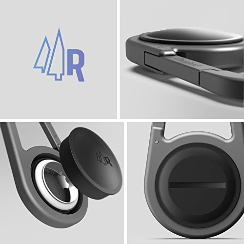 RANGLAND Carabiner AirTag Holder with Keychain - Ultra Durable Shockproof/Waterproof Case with Spring-Loaded Clip (Designed for Apple AirTag) (Aluminum)