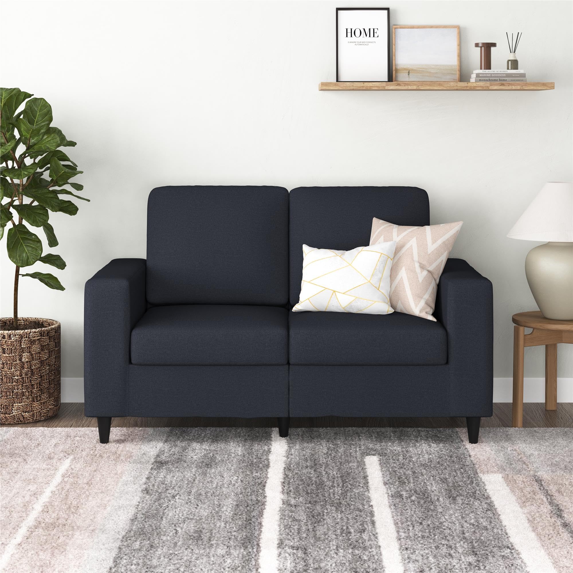 REALROOMS Coral Loveseat 2 Seater Upholstered Sofa, Green Velvet