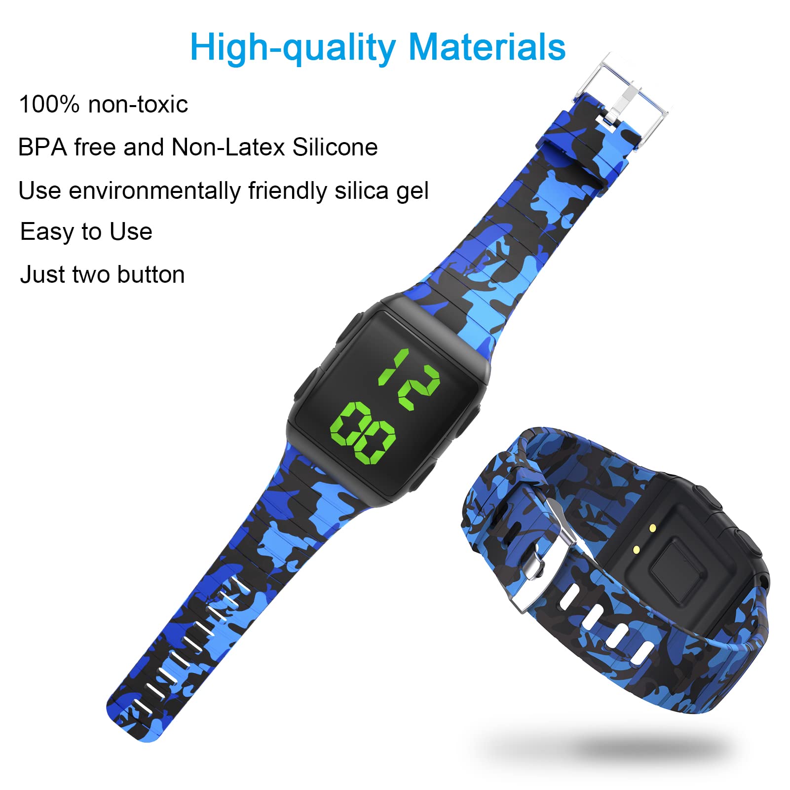 Premium Potty Training Timer Watch, with Countdown Timer - Water Resistant, Rechargeable, Easy to Wear and Set-Up, Smart Sensor, for Babies, Toddlers and Kids Potty and Toilet Training Watch (Blue)