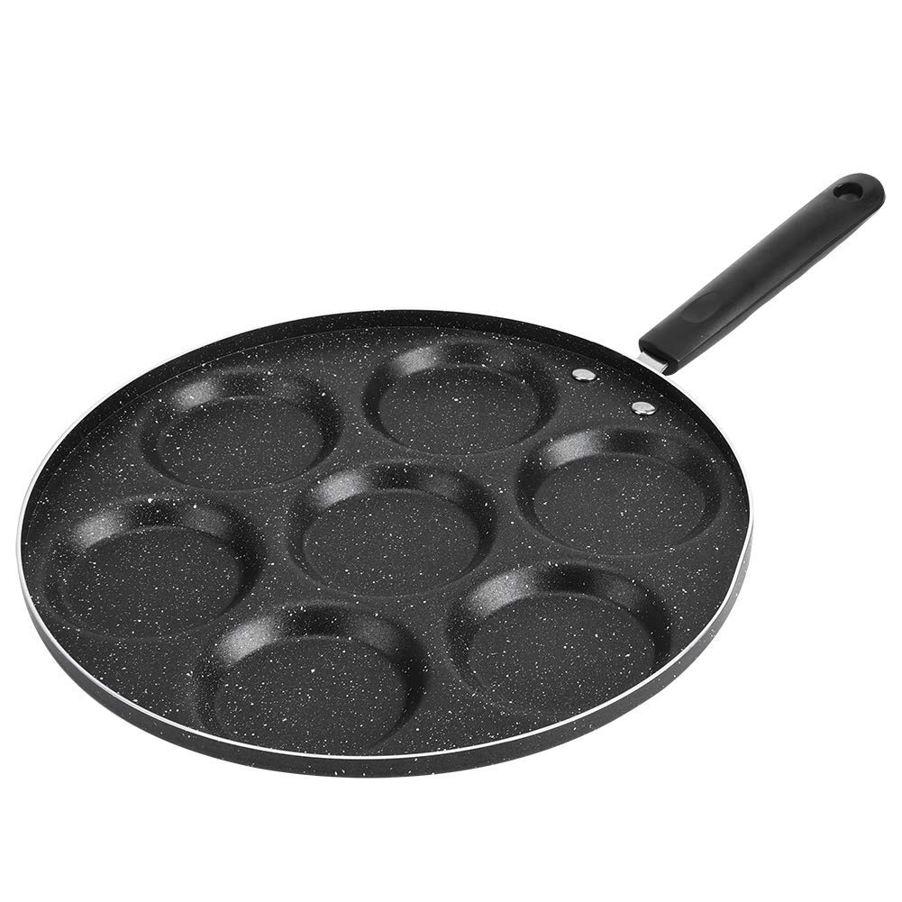 Mumusuki 7 Holes Frying Pan Non Stick Fried Eggs Cooking Pan Burger Kitchen Cookware Household Tool