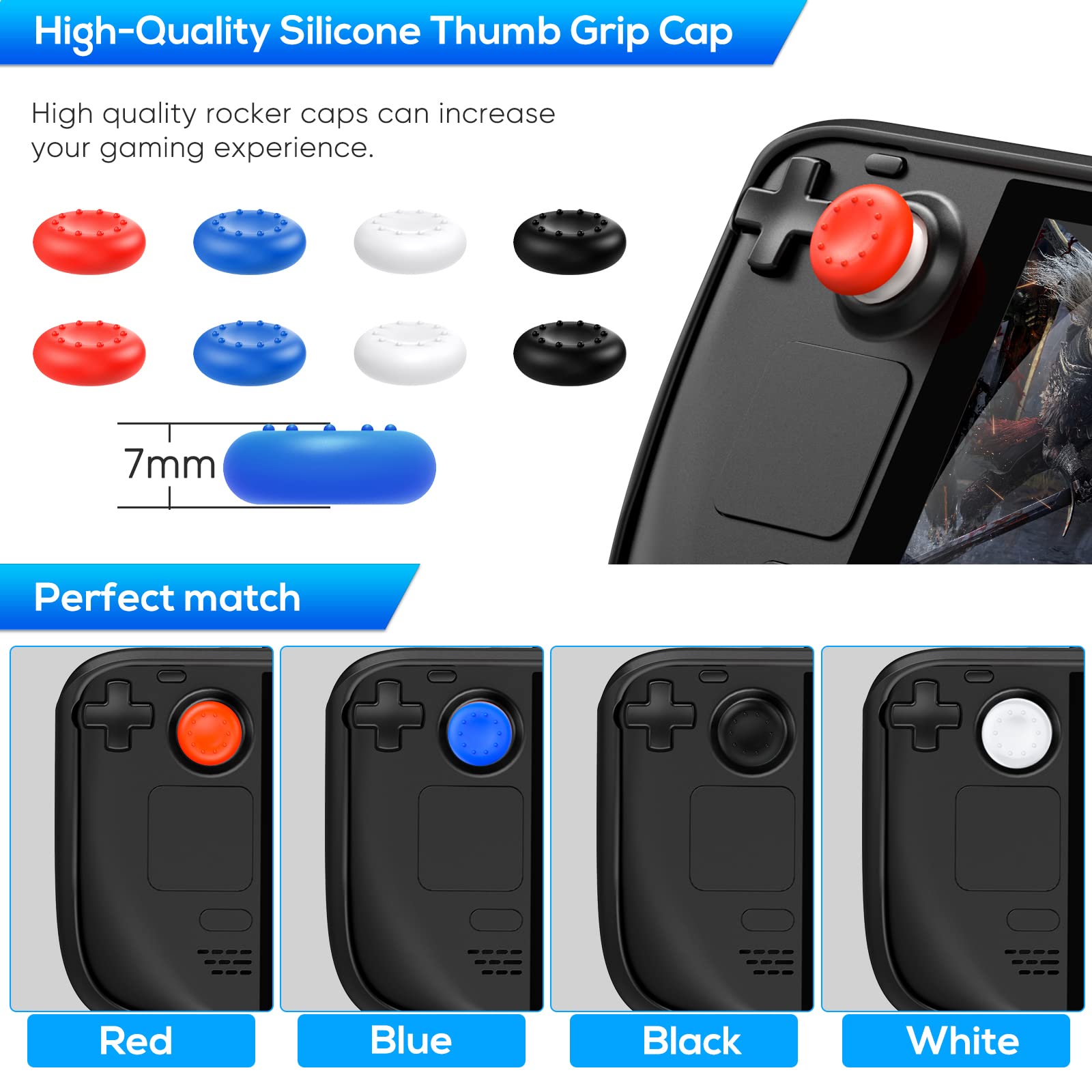 Protective Case with Stand for Steam Deck, GORIXER TPU+ PC Protective Cover Accessories with Kickstand & Screen Protector& Thumb Grips, Full Protection, Non-Slip, Anti-Collision for Steam Deck - Black