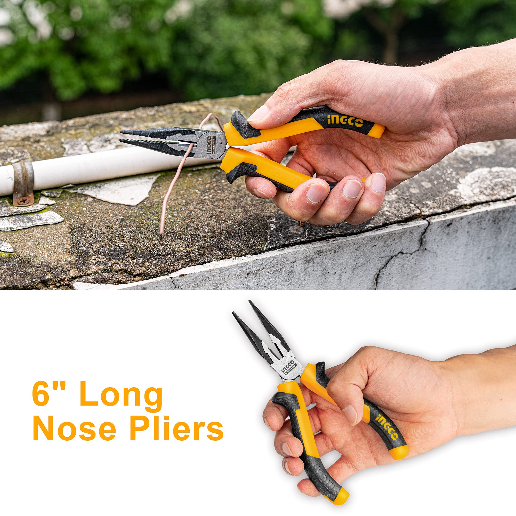 INGCO Pliers Tool Set, 3pcs Small Plier Set, 8 Inch Combination Pliers, 6 Inch Diagonal Cutting Pliers, 6 Inch Needle Nose Pliers HKPS28318