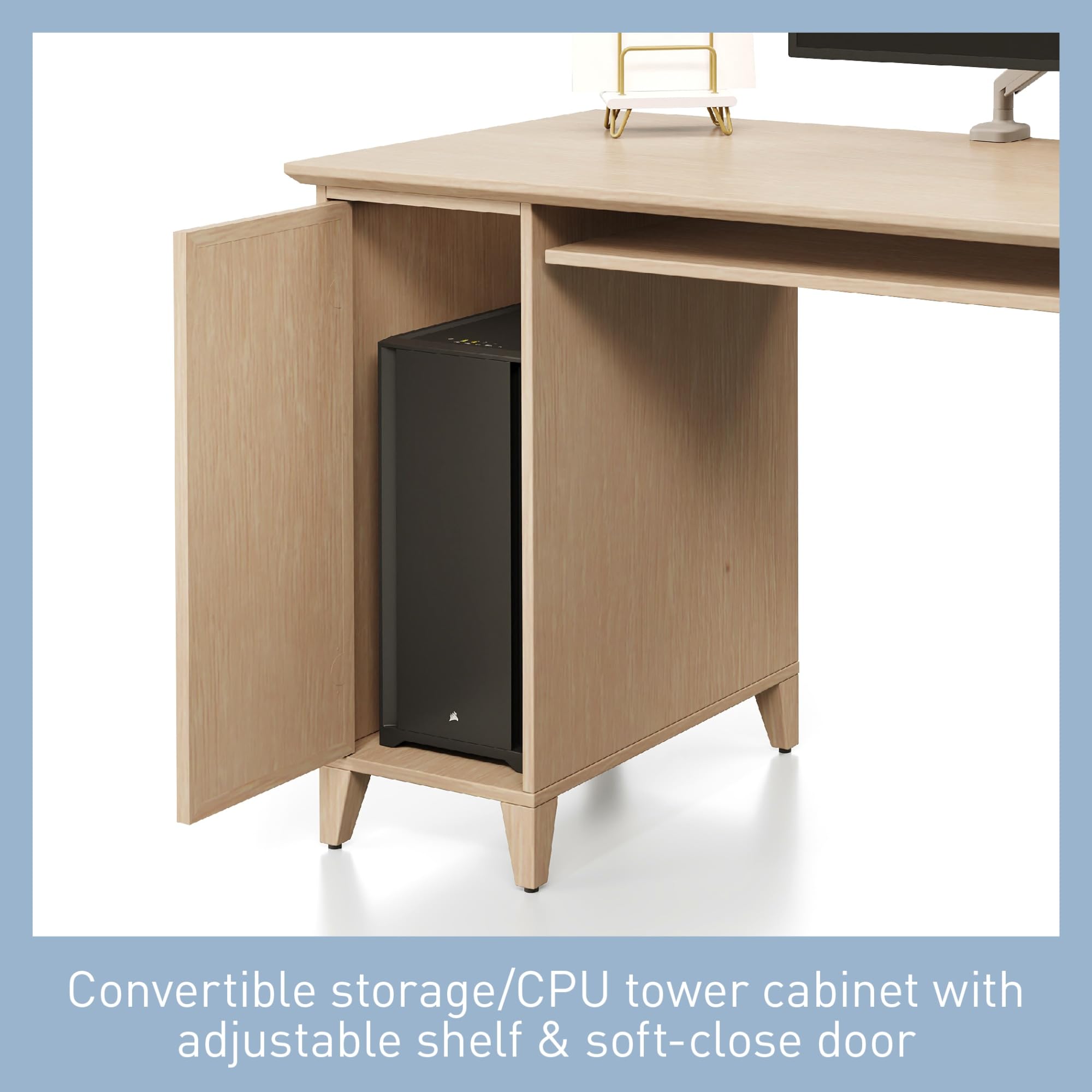 RealspaceĀ® Koru 60"W Straight Computer Desk With Integrated Power & Charging, Natural Oak