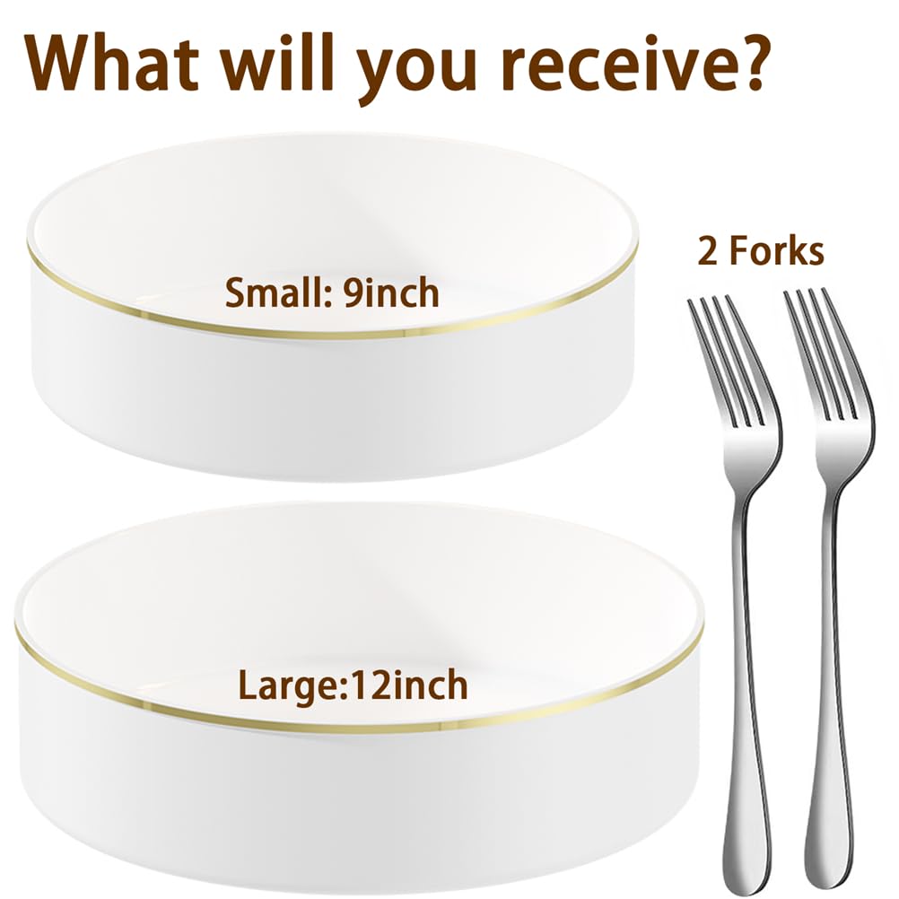 Lazy Susan Turntable Organizer for Cabinet- Spice Rack, Makeup Perfume Organizer Plastic Non-Slip Rotating Containers for Kitchen, Office, Bathroom-9"+12" Lazy Susan Organizers (White-2Pack)