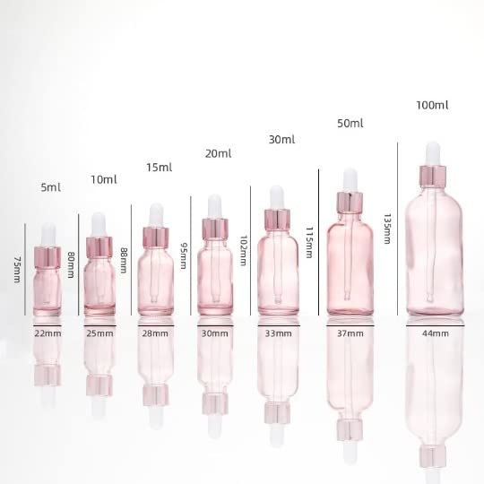 SNOW DIAMOND 0.5 oz Eye Dropper Bottle (3 Pack Rose Glass Bottles 15ml with Golden Caps,Empty Tincture Bottles for Essential Oils, Body Oils, Perfume Pink