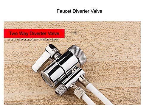 PureSec 2 Way Kitchen Faucet Diverter Valve/Splitter with Female M22(β22mm) Thread and 1/4 OD RO Tubing outlet for Counter water Filter