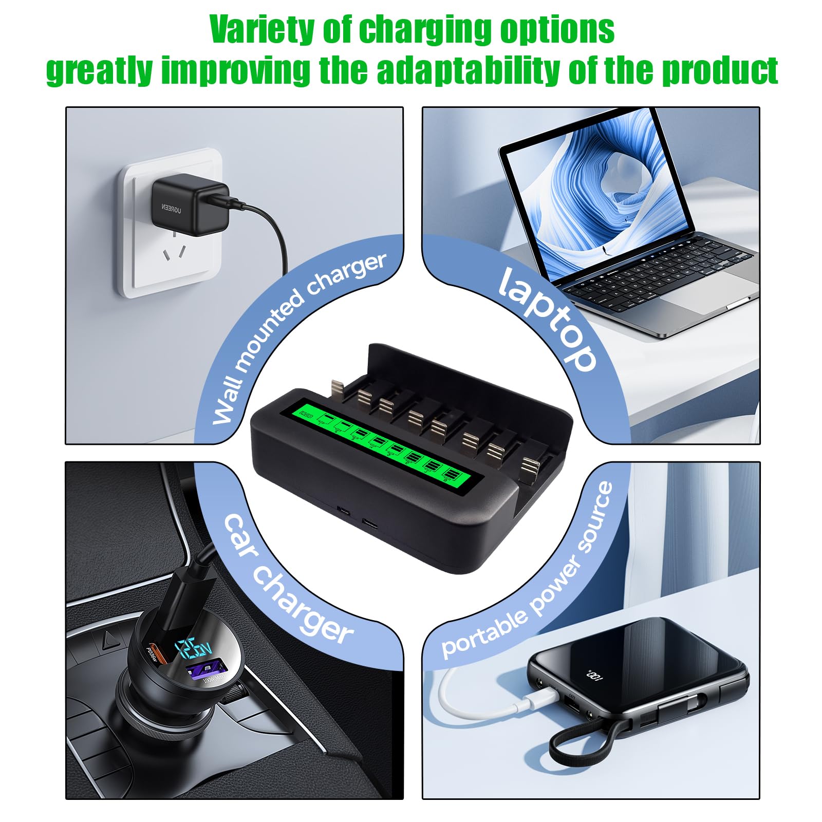 Rechargeable D Batteries with LCD Display Universal Battery Charger for AA/AAA/C/D 1.2V NI-MH NI-CD Rechargeable Battery(6 Pack )