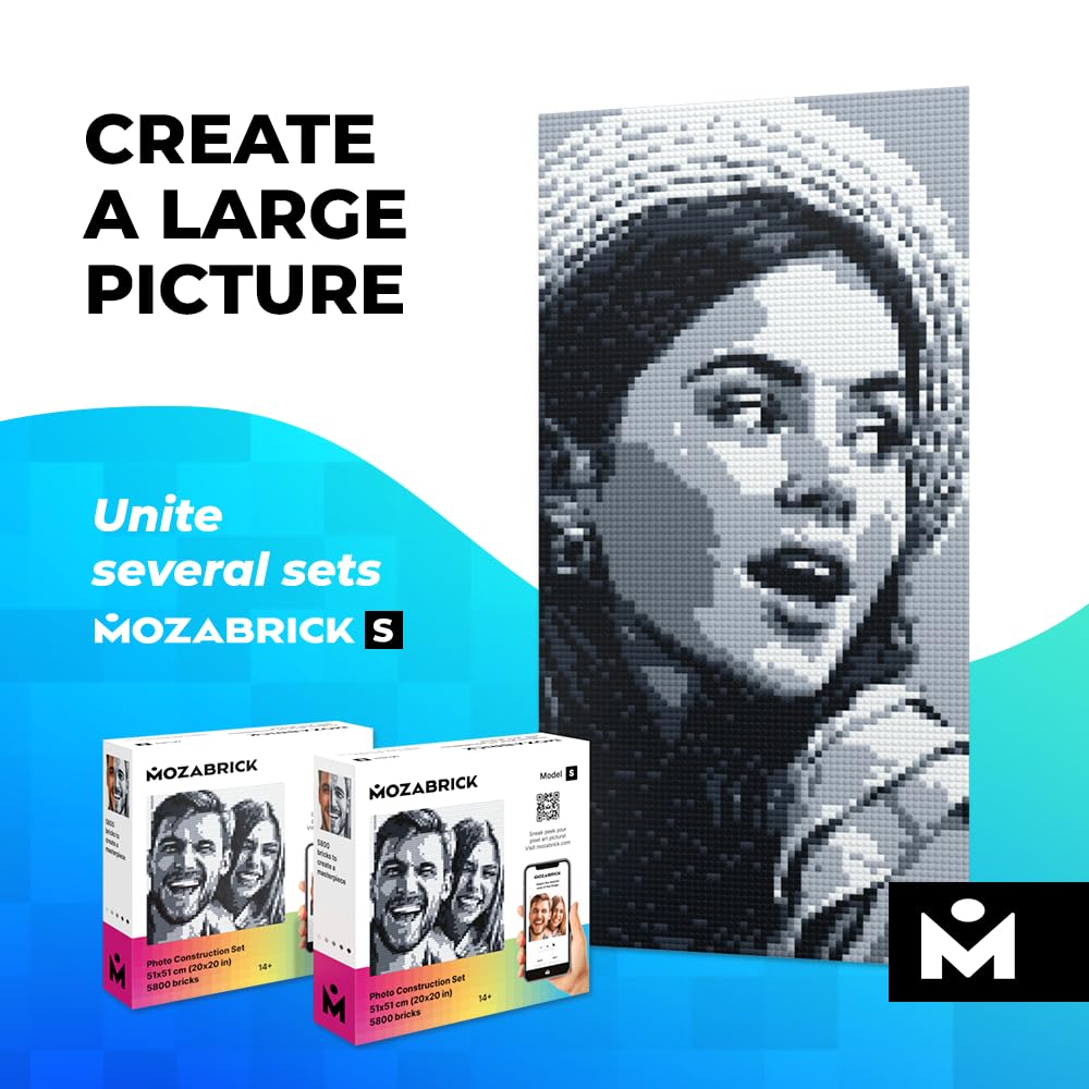MOZABRICK Photo Construction Set Model Color M (20 inch x 30 inch) - Transform Any Picture into a Mosaic Wall Art Using Our Constructor and Web App