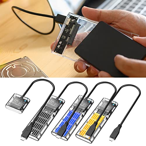 Solid State Hard Disk Drive Box SSD Box Transparent Portable M.2 NGFF SATA Type-C Gen2 Hard Drive Enclosure Transparent