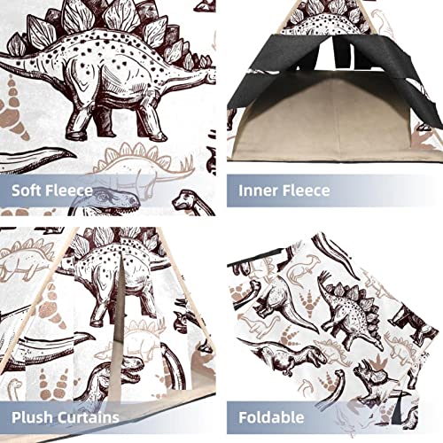 RATGDN Small Pet Hideout Dinosaurs Two Color Doodle Hamster House Guinea Pig Playhouse for Dwarf Rabbits Hedgehogs Chinchillas