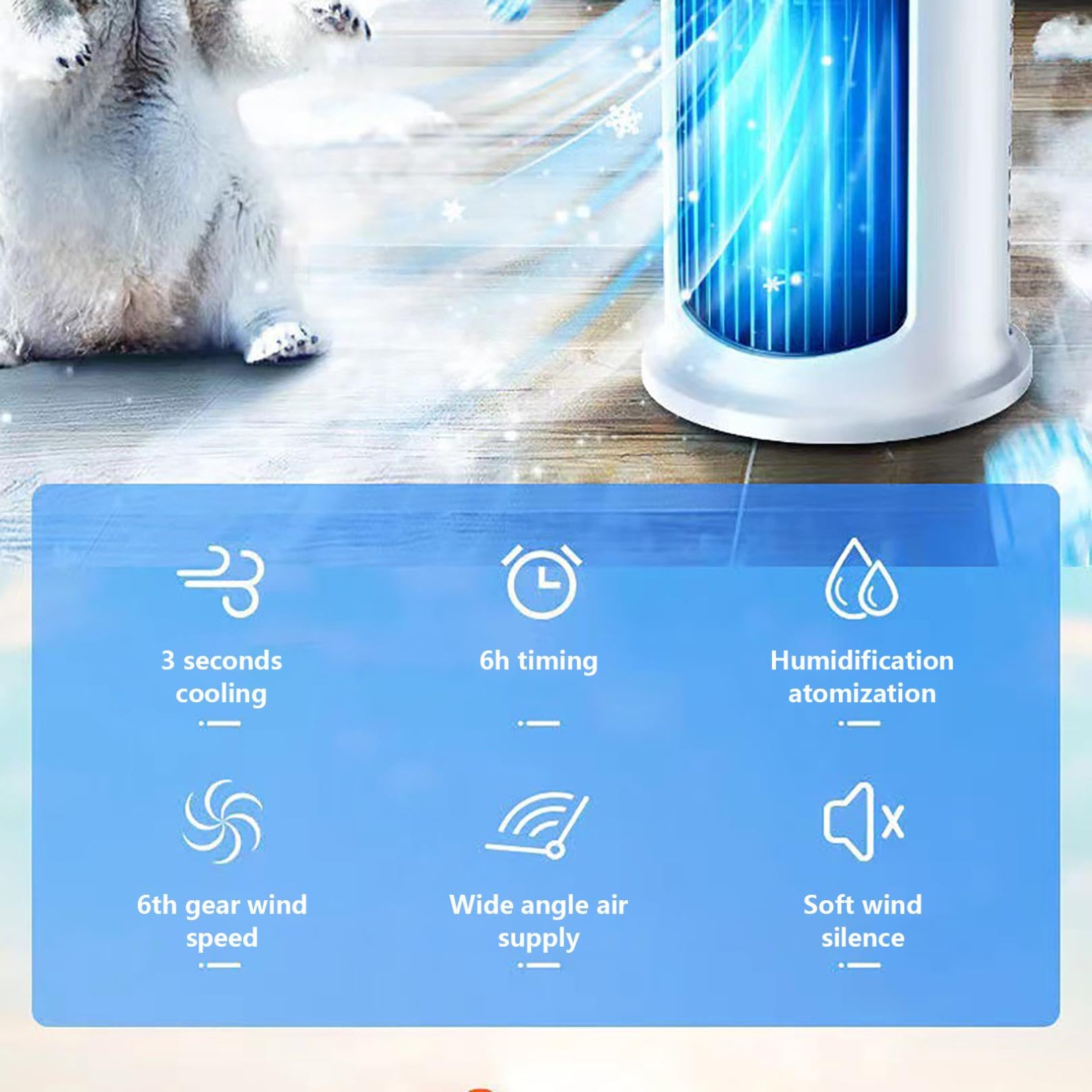 Portable π΄ππ Cooler, Small π΄ππ Conditioner Electric Fan, Five-Speed Wind Speed Multifunctional Timing USB Charging, for Home Dormitory Office Desktop Humidification