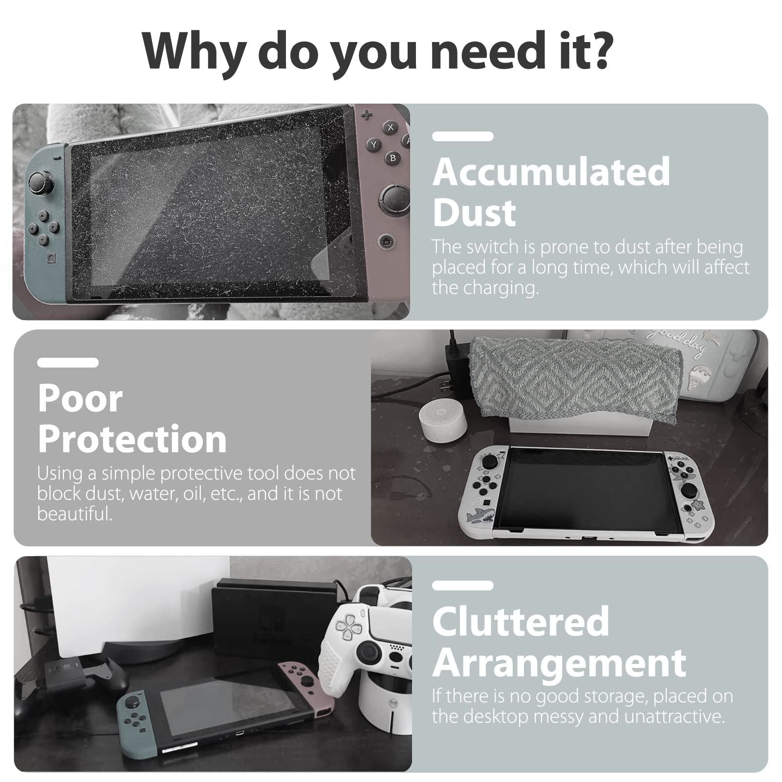 Onrier Transparent Dust Cover for Nintendo Switch & Switch OLED Charging Dock,Anti Scratch Waterproof Protective Clear Acrylic Cover Sleeve Display Box and Entirely Dust Proof ANT25