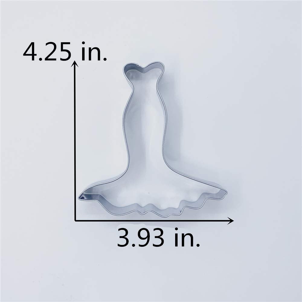 LILIAO Wedding Dress Cookie Cutter for Wedding/Engagement - 4 x 4.3 inches - Stainless Steel