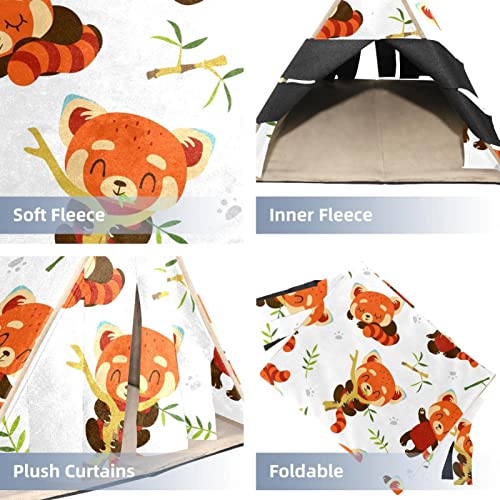 RATGDN Small Pet Hideout Cute Bear Eating Bamboo Hamster House Guinea Pig Playhouse for Dwarf Rabbits Hedgehogs Chinchillas