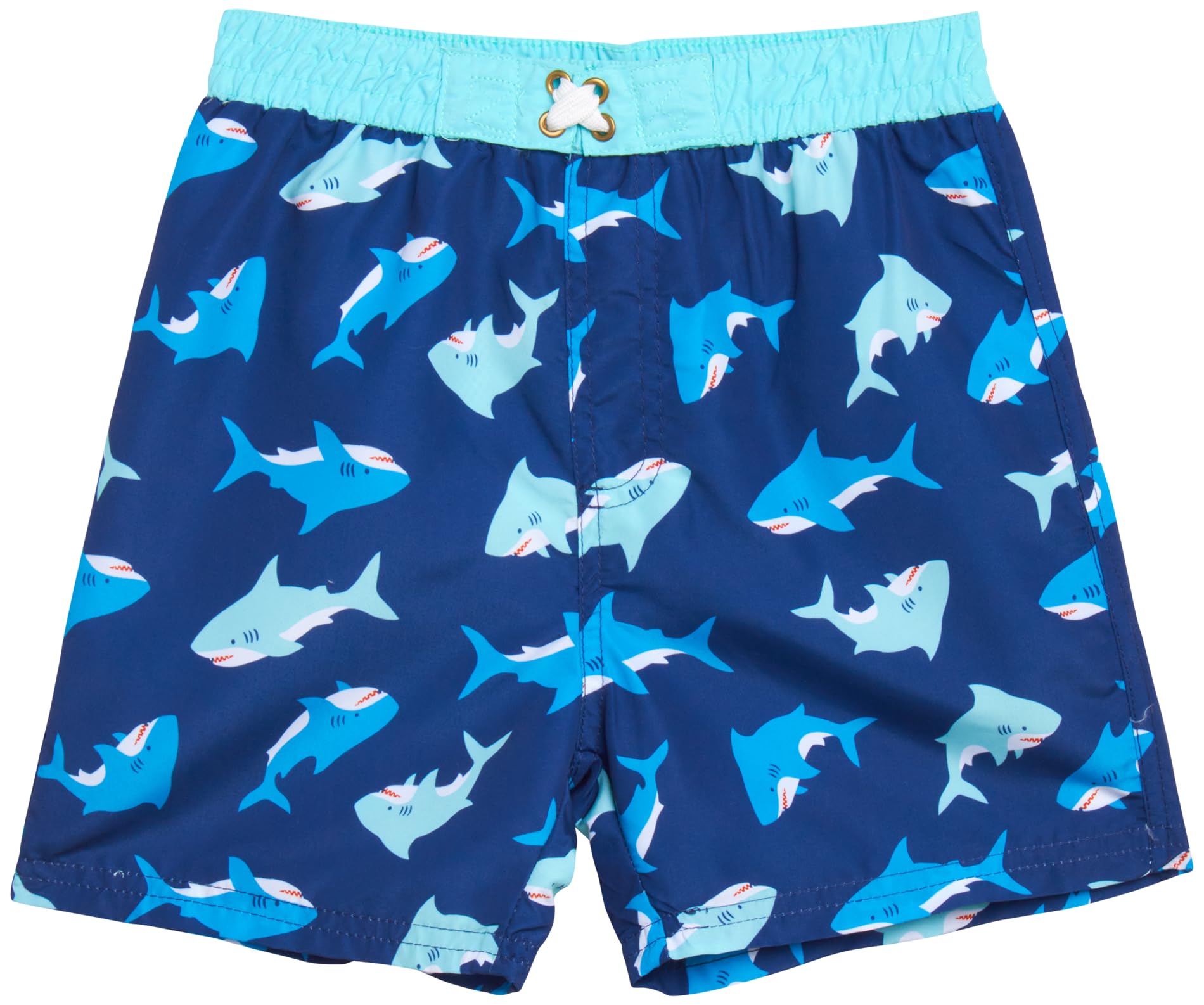 Quad Seven Baby Boys' Rash Guard Set - 2 Piece Bathing Suit Trunks and Rash Guard Swim Shirt (2T-7), Size 2T, Navy Shark/Fishies