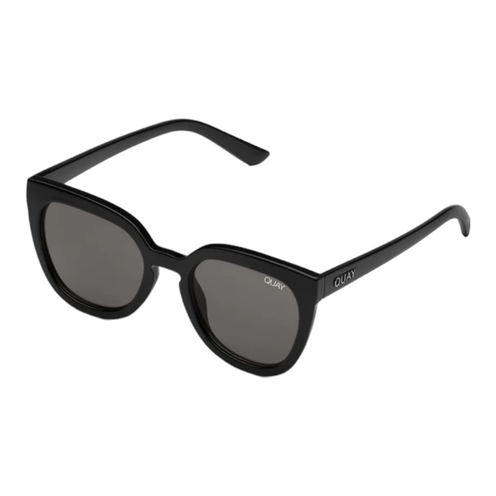 Quay Australia Noosa Black/Smoke Polarized Cat Eye Shiny Womens Sunglasses