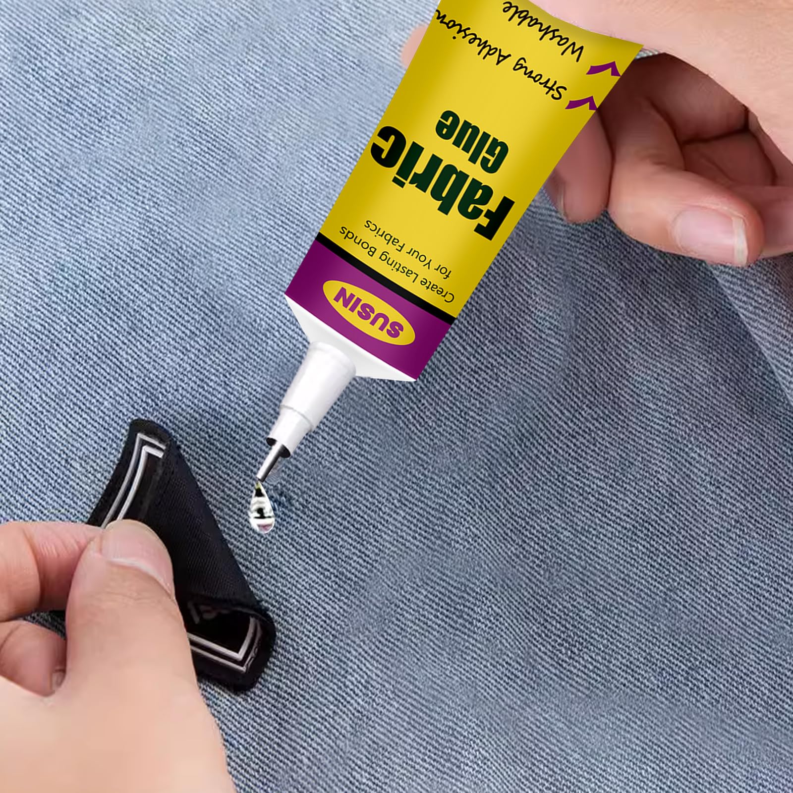 Strong Fabric Glue Permanent Clear - No Sew Fabric Glue for Clothing Washable
