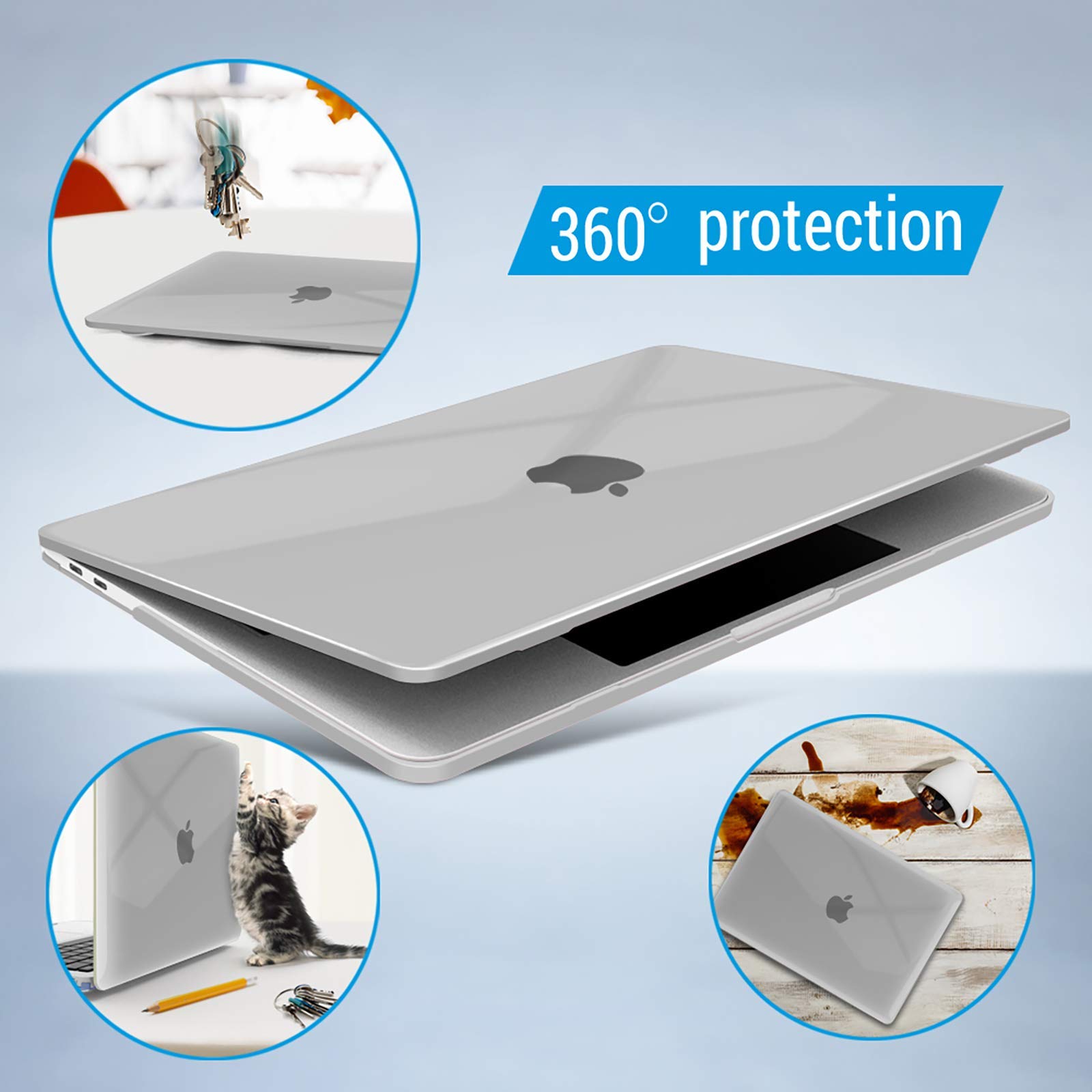 IBENZER Compatible with 2024 2023 M2 MacBook Pro 13 Inch Case 2024-2016 M1 A2338 A2289 A2251 A2159 A1989 A1706 A1708, Hard Shell Case&Keyboard Cover&Type C for Mac Pro 13,Crystal Clear,T13CYCL+1TC