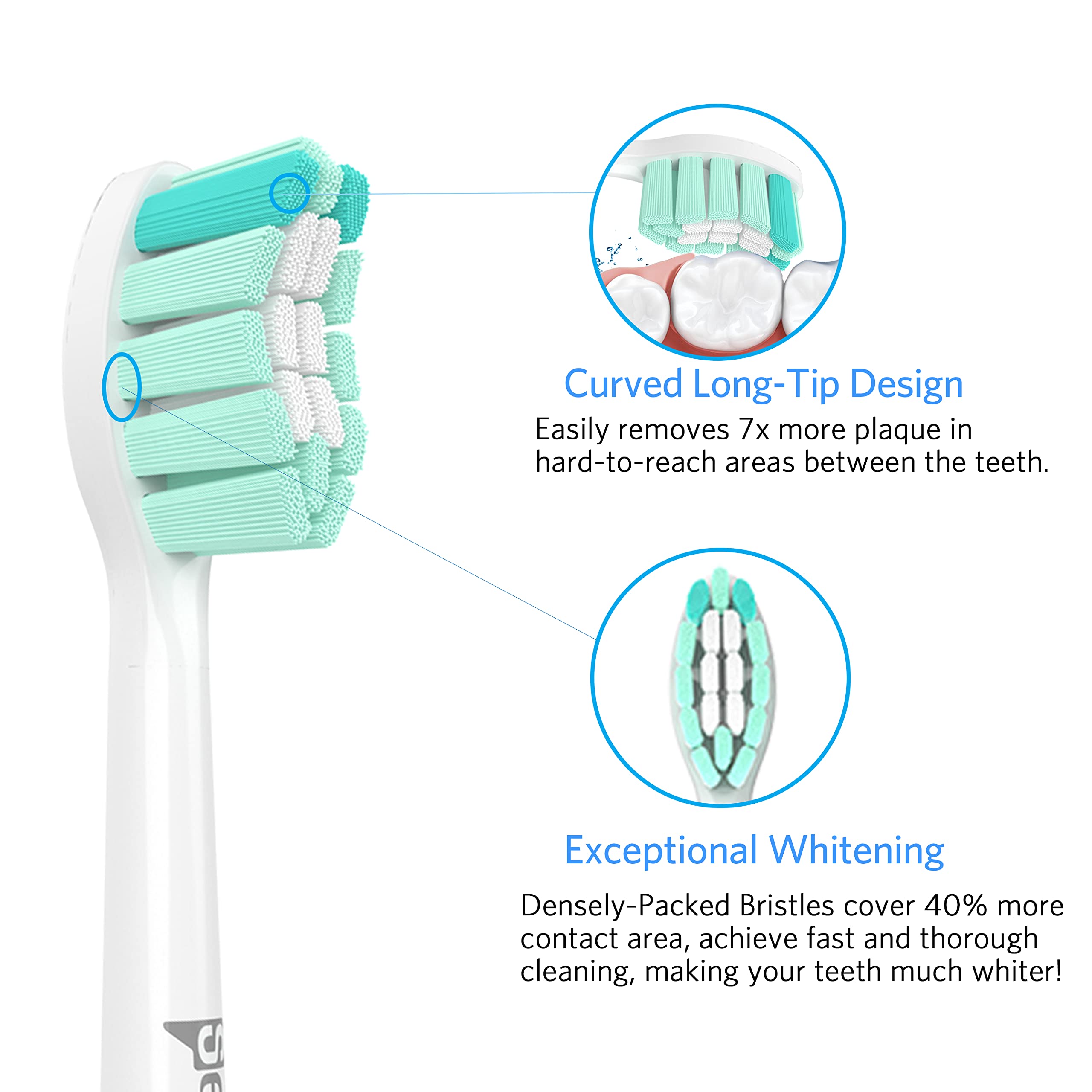 Senyum Replacement Toothbrush Heads for Philips Sonicare Replacement Heads,Compatible with Phillips Sonicare Replacement Brush Head,Electric Toothbrush Heads Refill for Sonic Care Snap-On System,8 Pcs