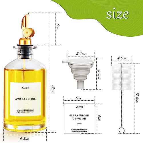Leaflai Glass Bottle Dispenser for Kitchen, Olive Oil Dispenser Bottle Cooking Gifts