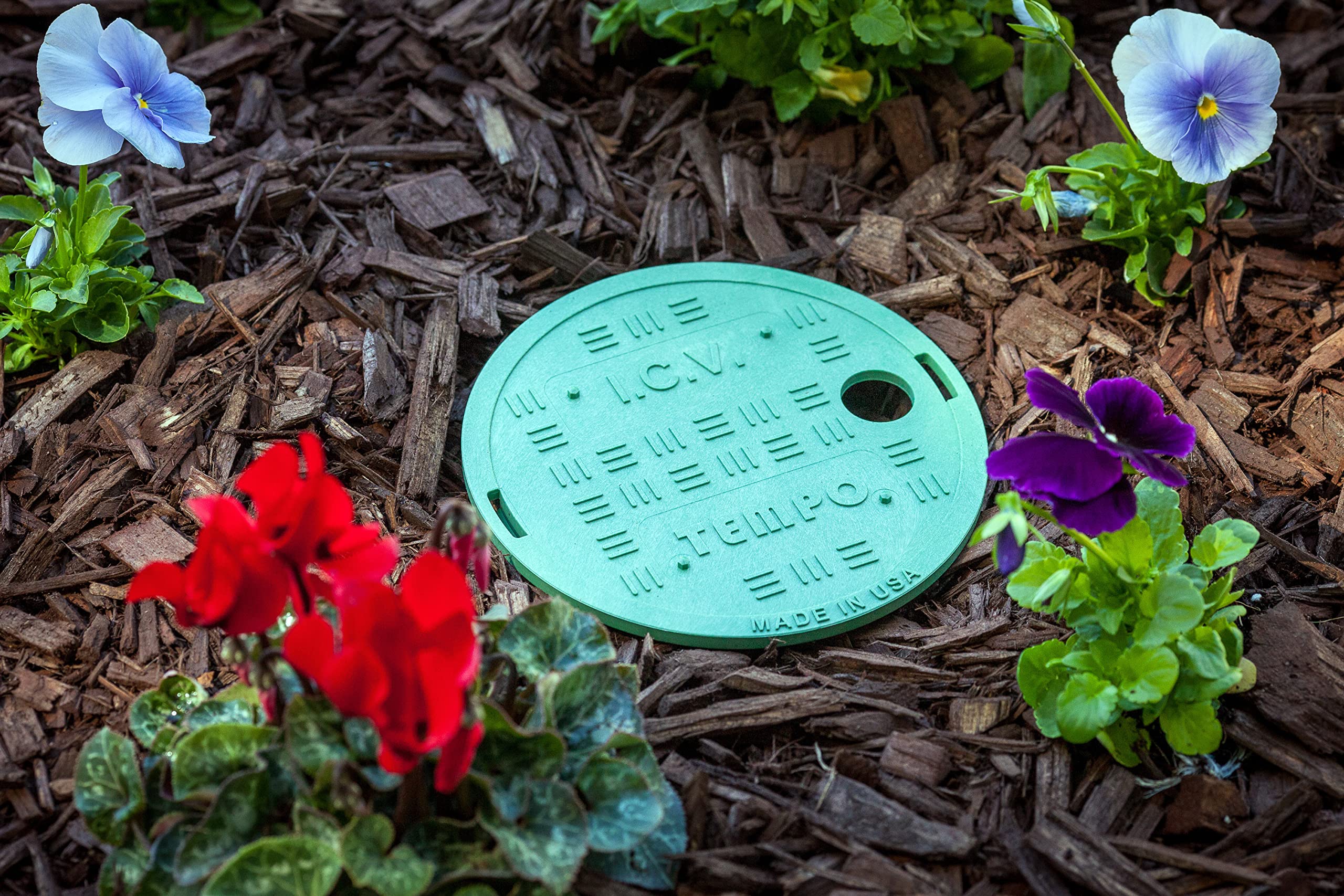 Premium USA Made Irrigation Sprinkler System 6-Inch Circular Control Valve Box, Dark Green/Black ICV Round (Black/Green)