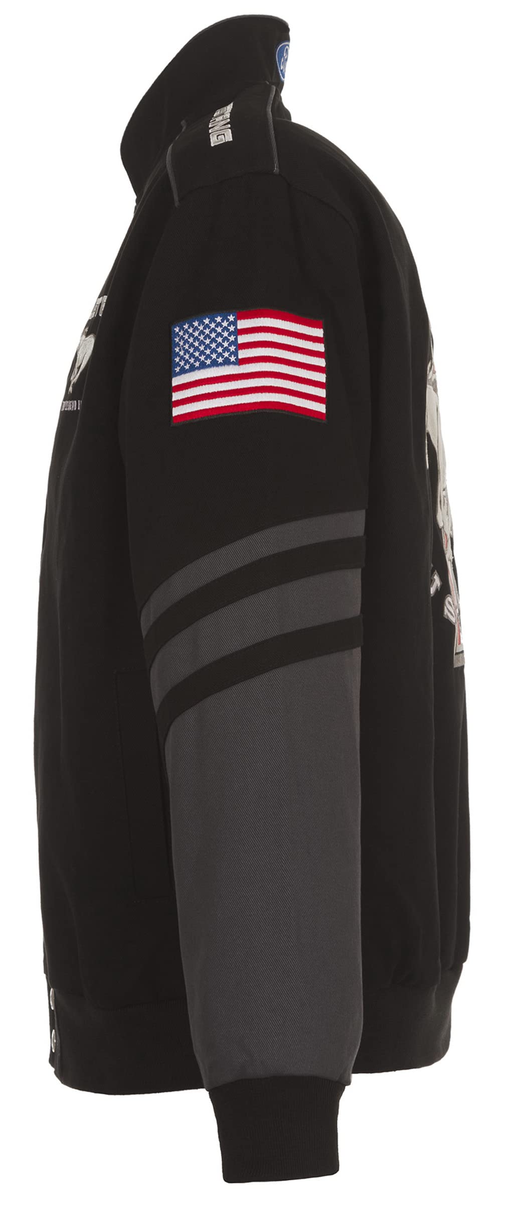 JH DESIGN GROUP Men's Ford Mustang Jacket an Embroidered Classic Twill Coat (BSC1 Black, Large)