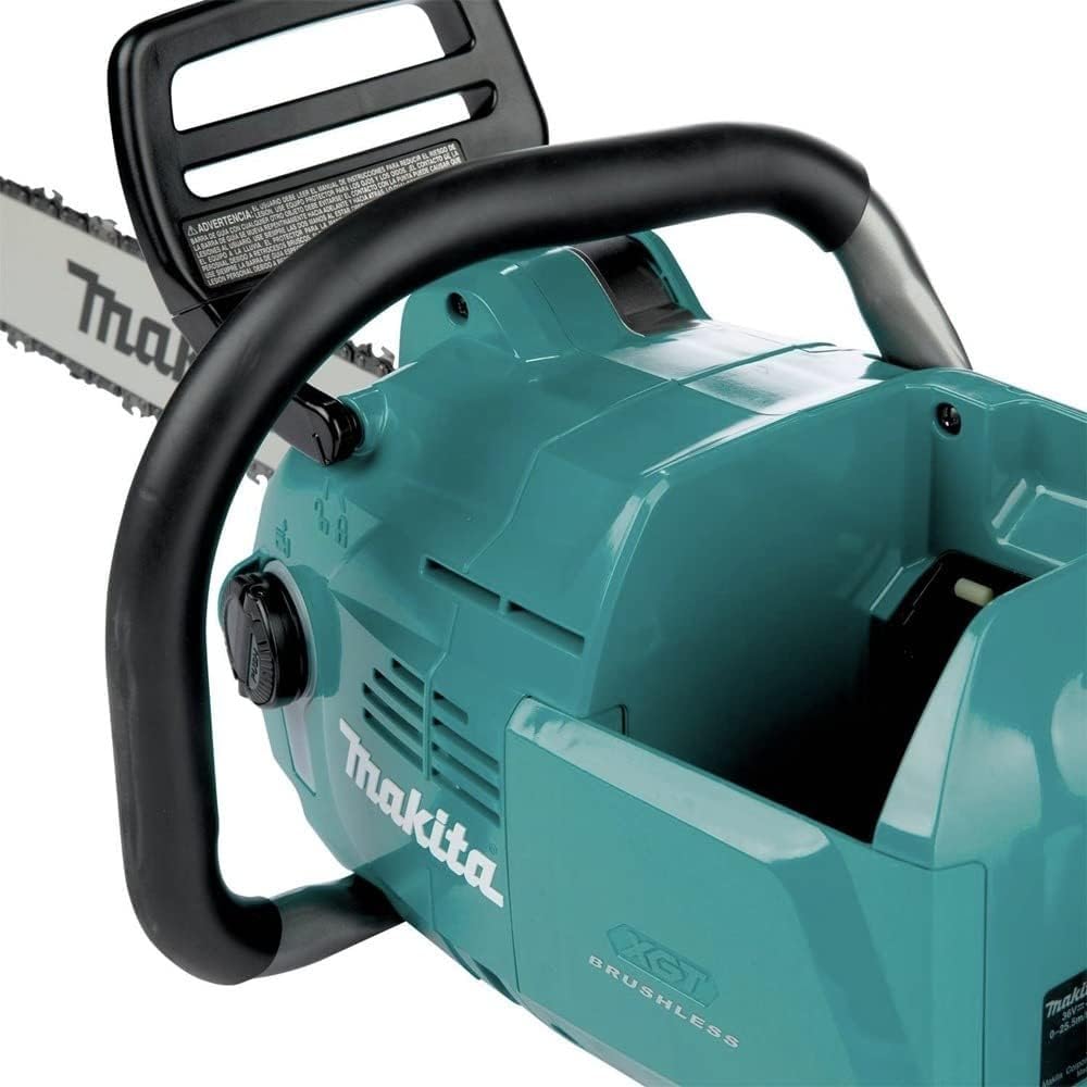 Makita 40V Max XGT 5.0Ah Brushless Lithium-Ion Battery with Built-In LED On/Off Switch, 18 Inch Cordless 42CC Gas Chain Saw Kit with Active Feedback-Sensing Technology