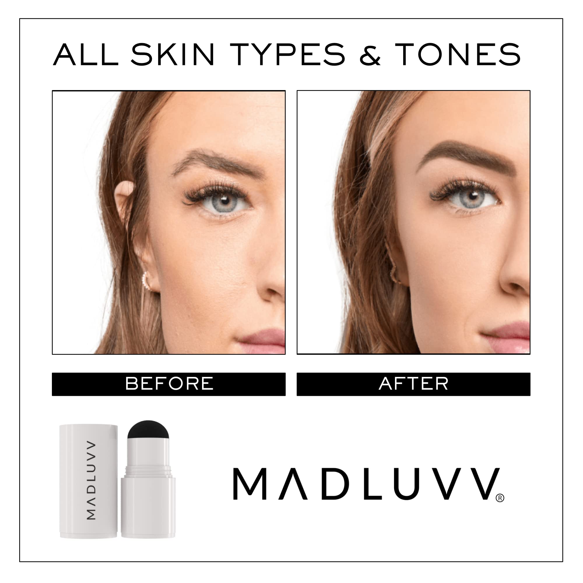 MADLUVV Brow Stamp Refill* - Color Stamp for Brows & Root Touch Up for Women & Men, Instantly Conceal Hair Loss, Grey Hair, Thinning Hair with Stain-Proof/Smudge-Proof Powder Formula (Soft Brown)