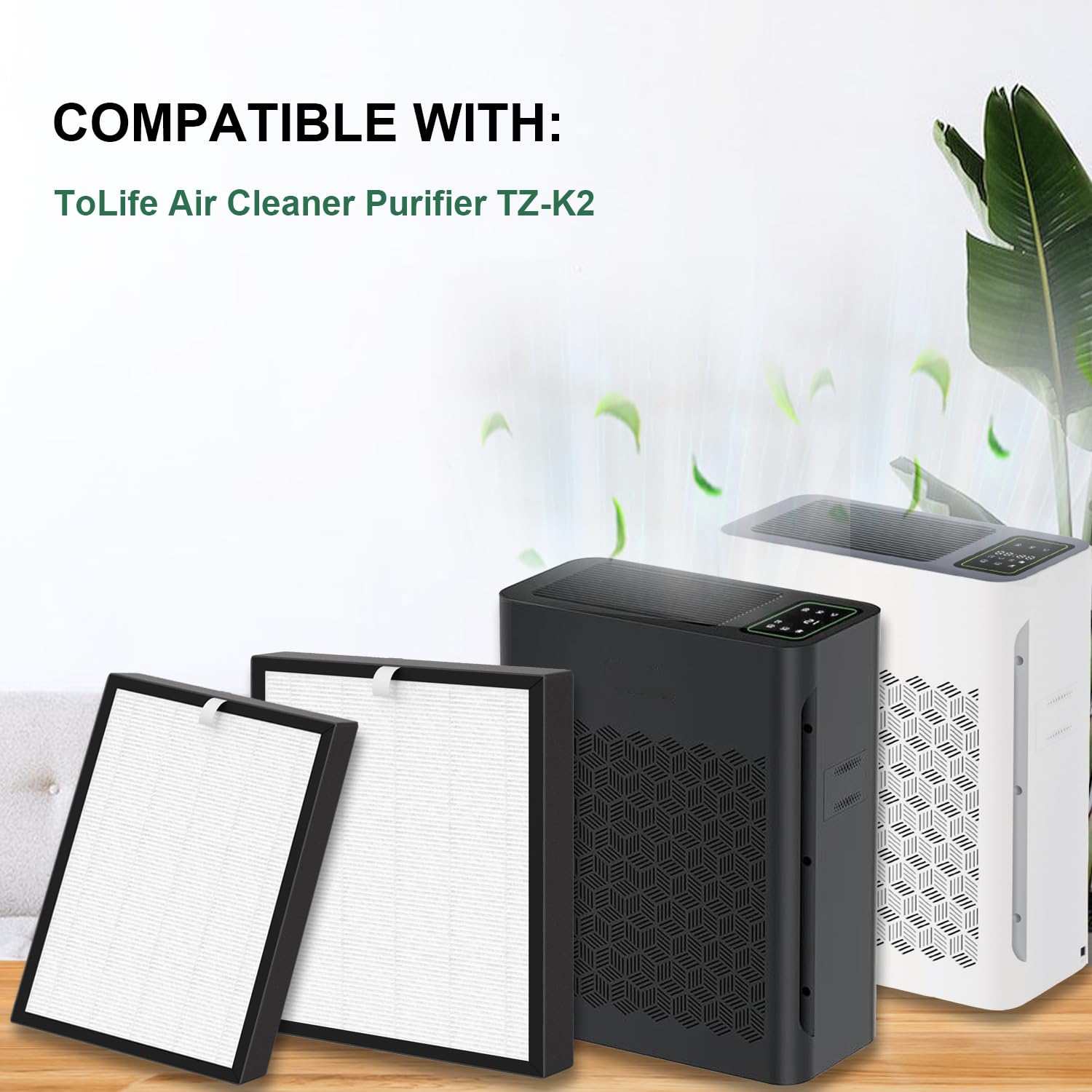 Skydiras TZ-K2 True HEPA Filter Replacement, Compatible with ToLife TZ-K2 Air Purifier, TZ-K2-A HEPA Filter, 3-in-1 HEPA High-Efficiency Activated Carbon Filter, 2 Pack